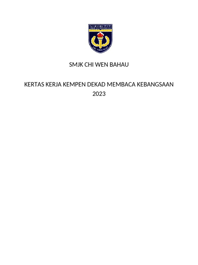 Kertas Kerja Dekad Membaca 2023 | PDF