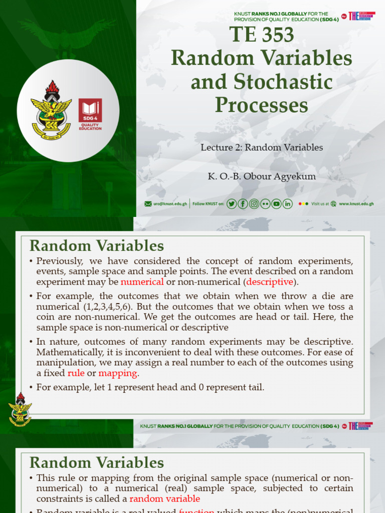 Lec 2 Random Variables and PDF | PDF | Random Variable | Function (Mathematics)