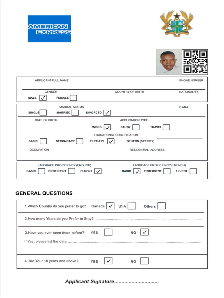 Job Application Form Canada, USA, UK | PDF