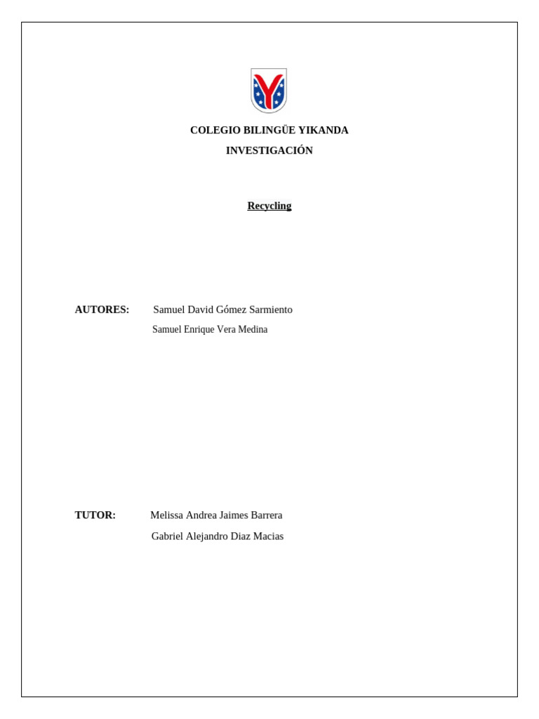 Proyecto de Samuel Vera y Samuel Gomez | PDF | Residuos | Naturaleza