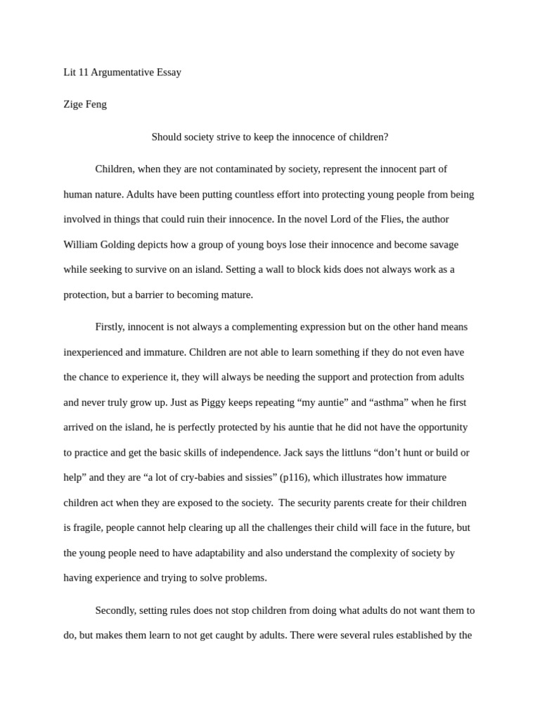 Lit 11 Argumentative Essay | PDF