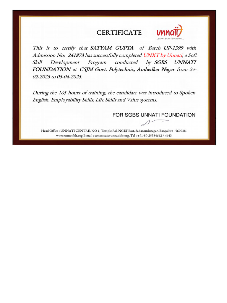 Satyam Gupta - Up-1399 | PDF