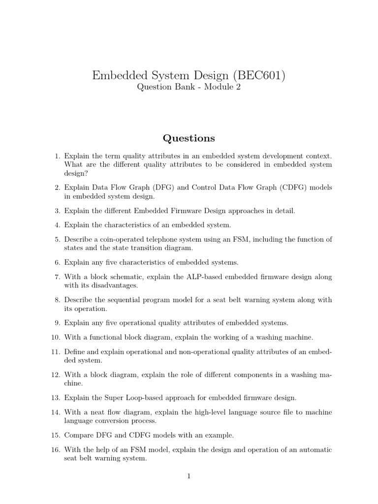 Question Bank ESD BEC601 Module2 | PDF | Computing