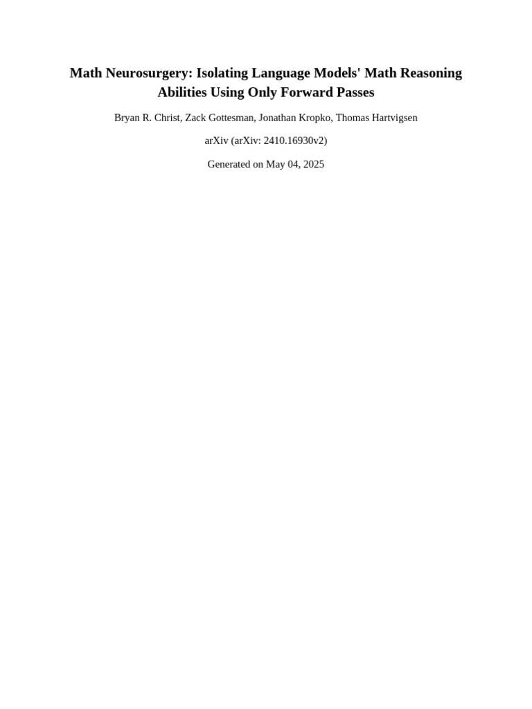 Math Neurosurgery Isolating Language Models Math | PDF | Sampling ...