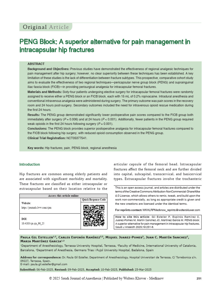 Peng Block A Superior Alternative For Pain.12 | PDF | Analgesic | Surgery