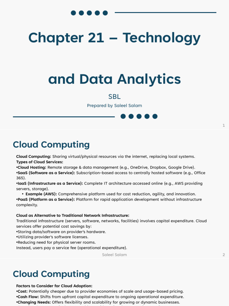 Chapter 21 - Technology and Data Analytics | PDF | Cloud Computing | Software As A Service