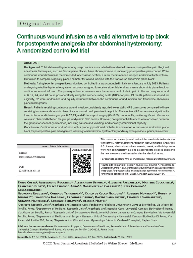 Continuous Wound Infusion As A Valid Alternative.9 | PDF | Wound | Surgery