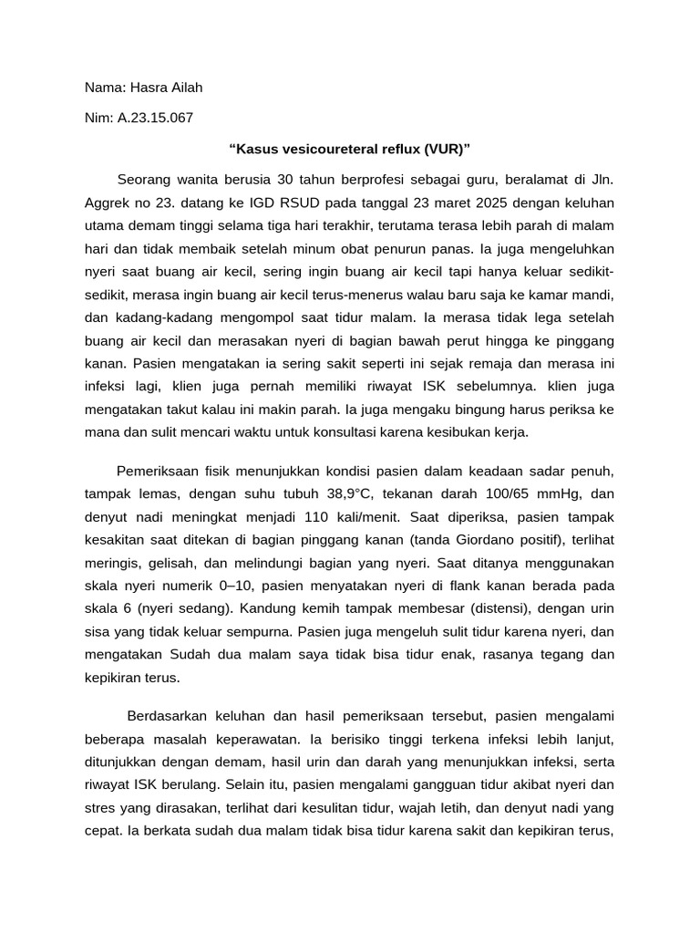 Hasra Ailah - Vesicoureteral Reflux (VUR) | PDF