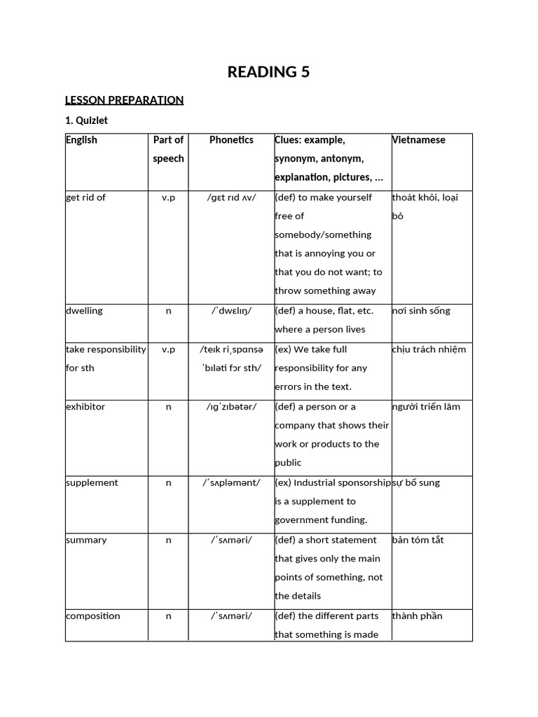 Key - Reading 5 | PDF