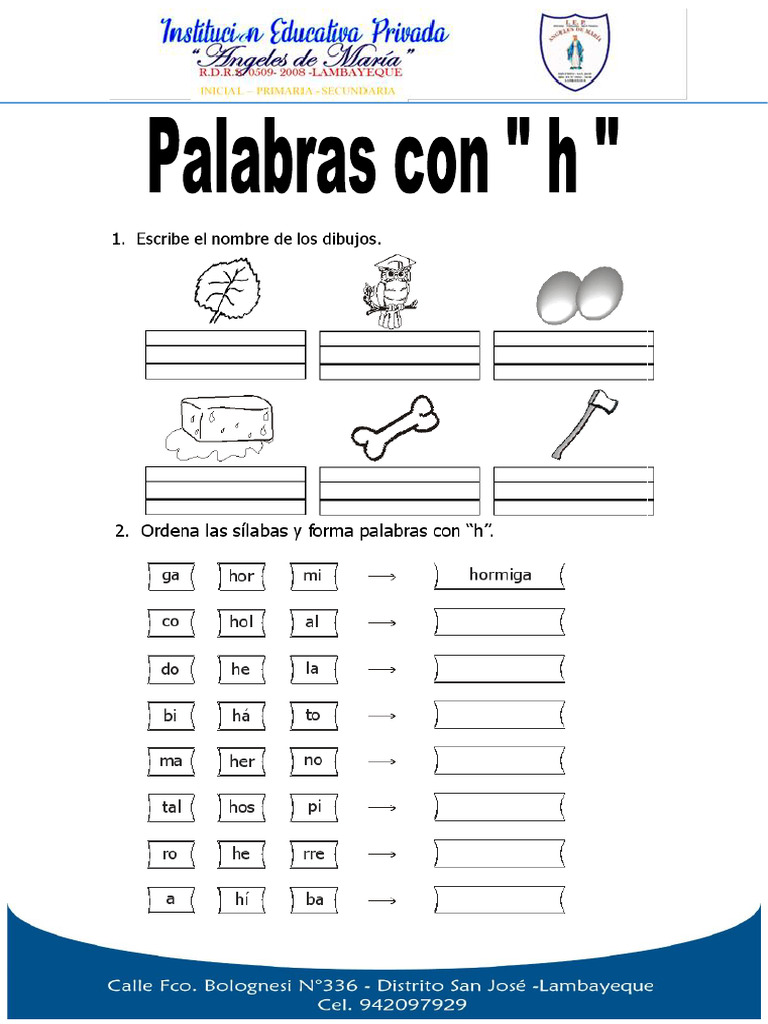 Recu 09112024184429 Repaso de La H y Consonante CH | PDF