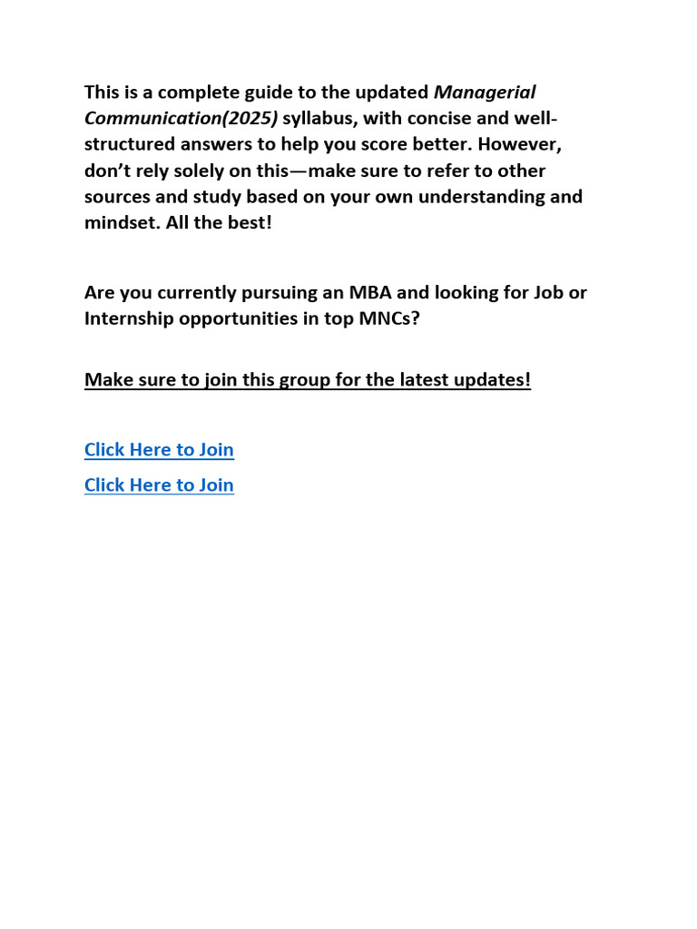 Mangerial Communication 2025 | PDF | Negotiation | Communication