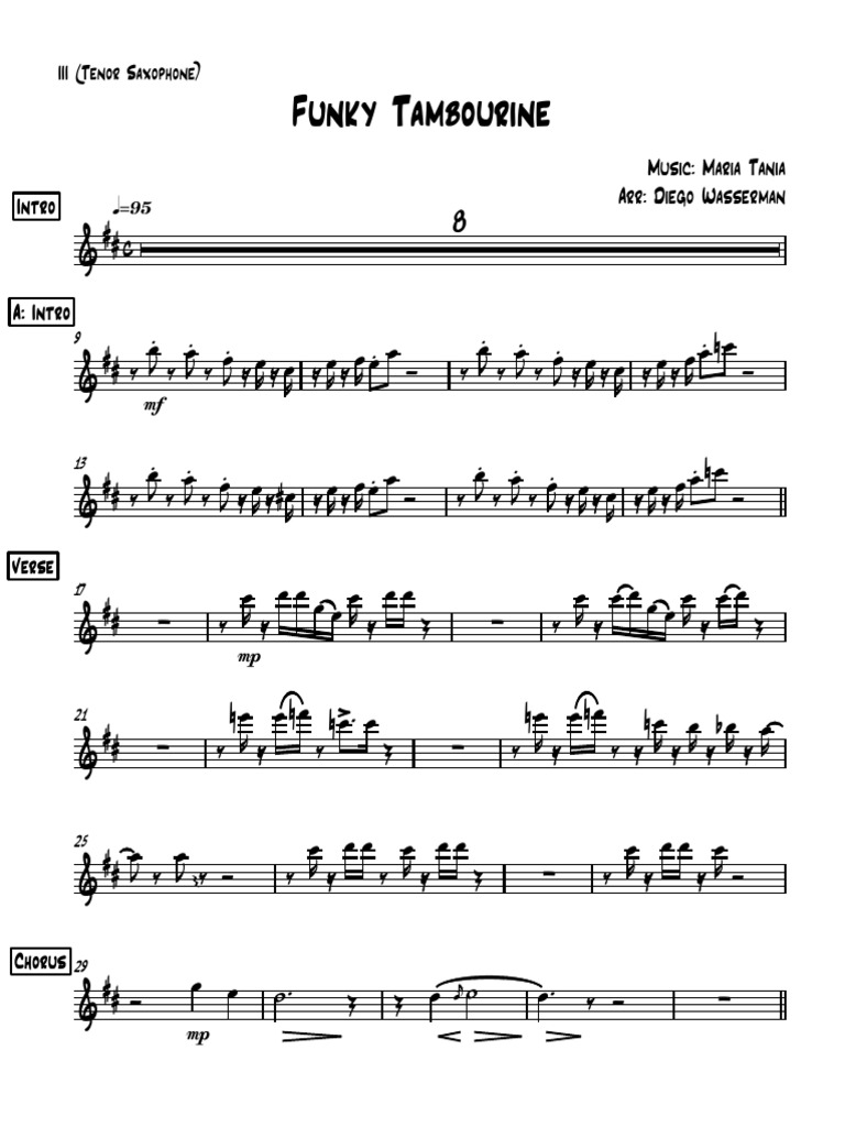 Diego Wasserman - Funky Tambourine Arr - III (Tenor Saxophone) | PDF