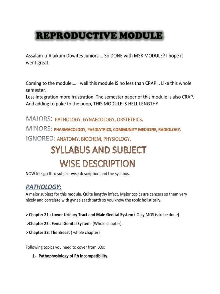 REPRODUCTIVE Module Guidelines | PDF