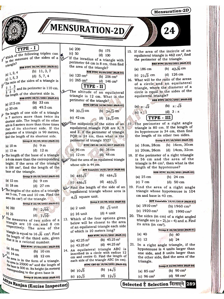 Mensuration- 2D | PDF