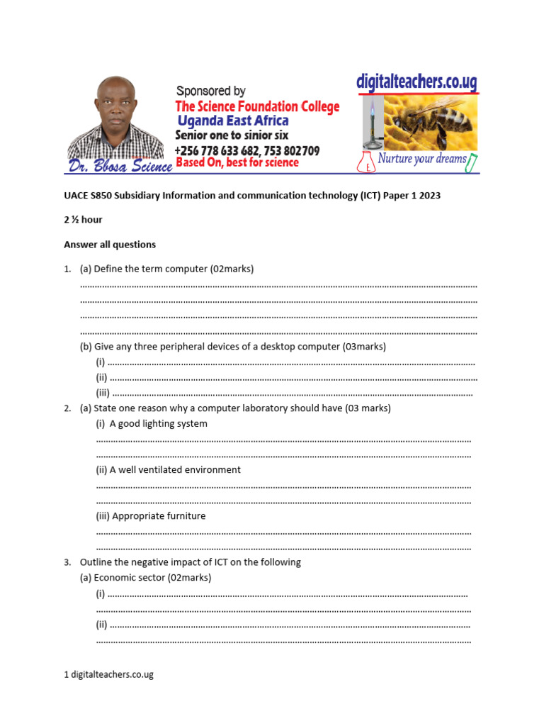 UACE 2023 ICT Paper 1 Guide | PDF | World Wide Web | Internet & Web