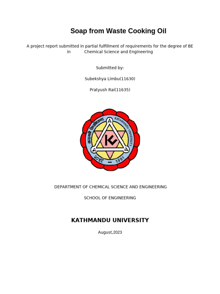 Soap Production from Waste Cooking Oil | PDF | Sodium Hydroxide | Waste ...