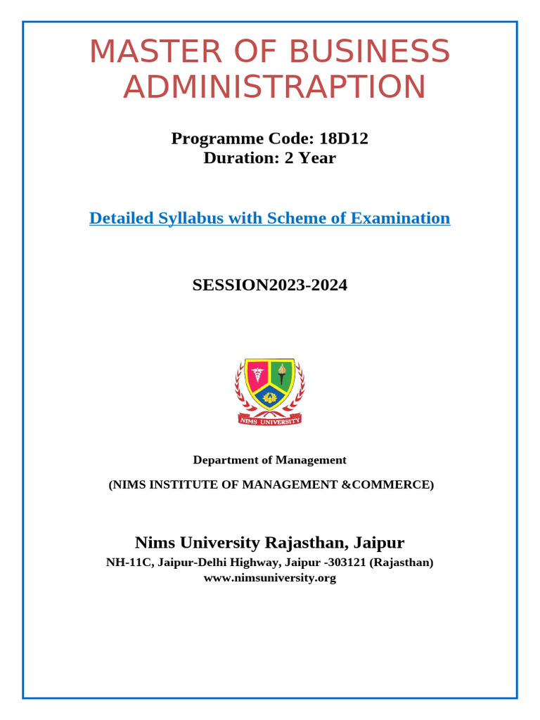 Updated MBA Syllabus 2022-2024(6) | PDF | Master Of Business ...