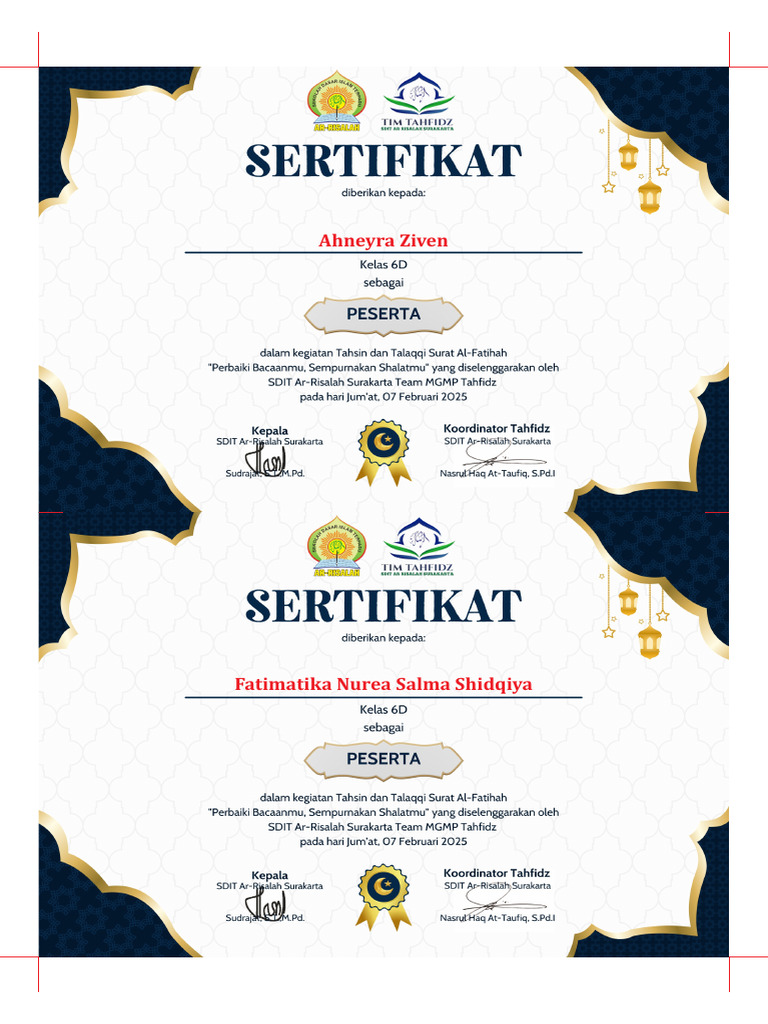 Sertif 56 Putri BC 150 Cetak 1x | PDF