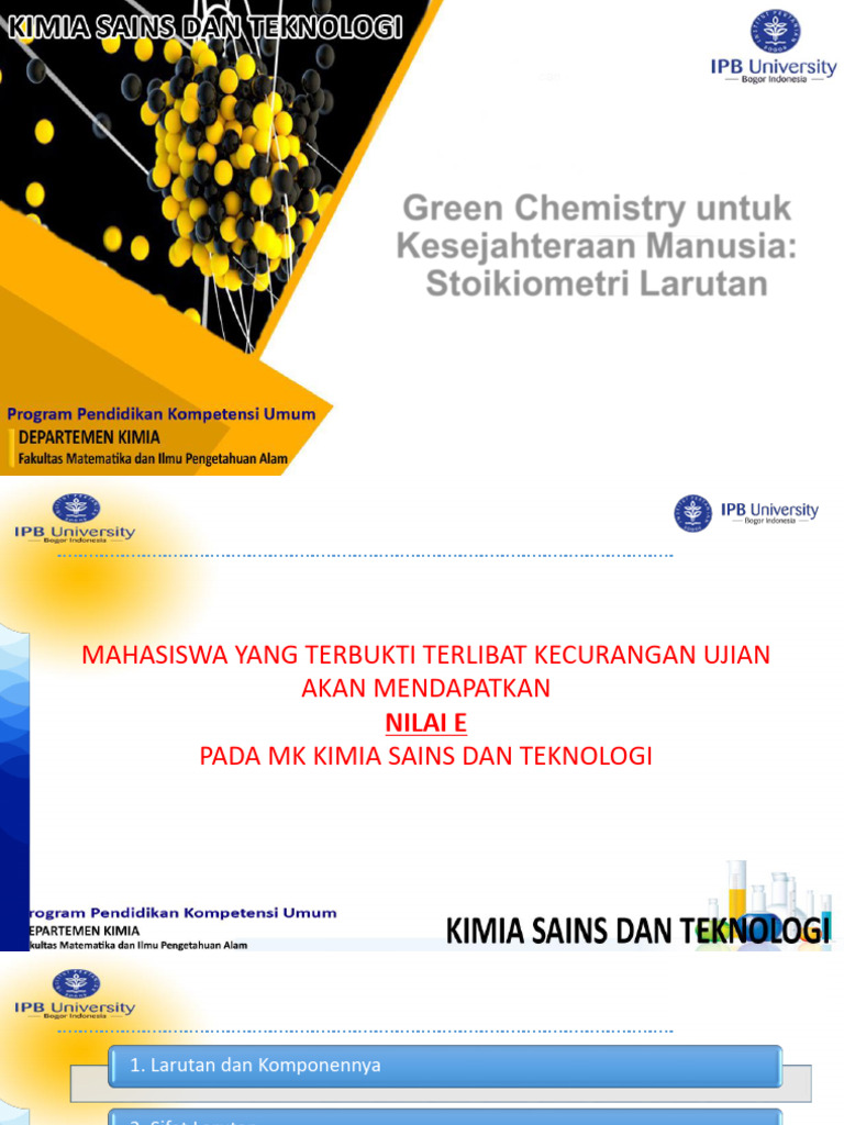KIMST Pertemuan 5 - Stoikhiometri Larutan - Sept 2021 | PDF