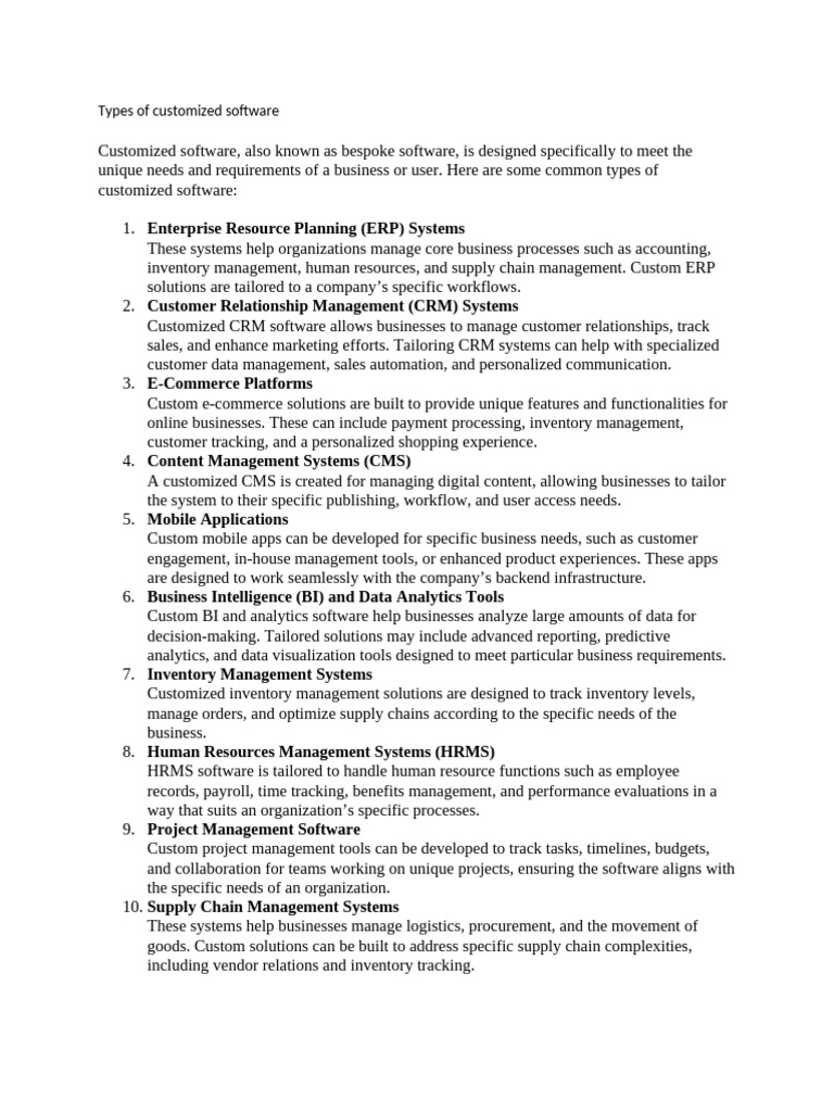 Types of Customized Software | PDF | Customer Relationship Management ...