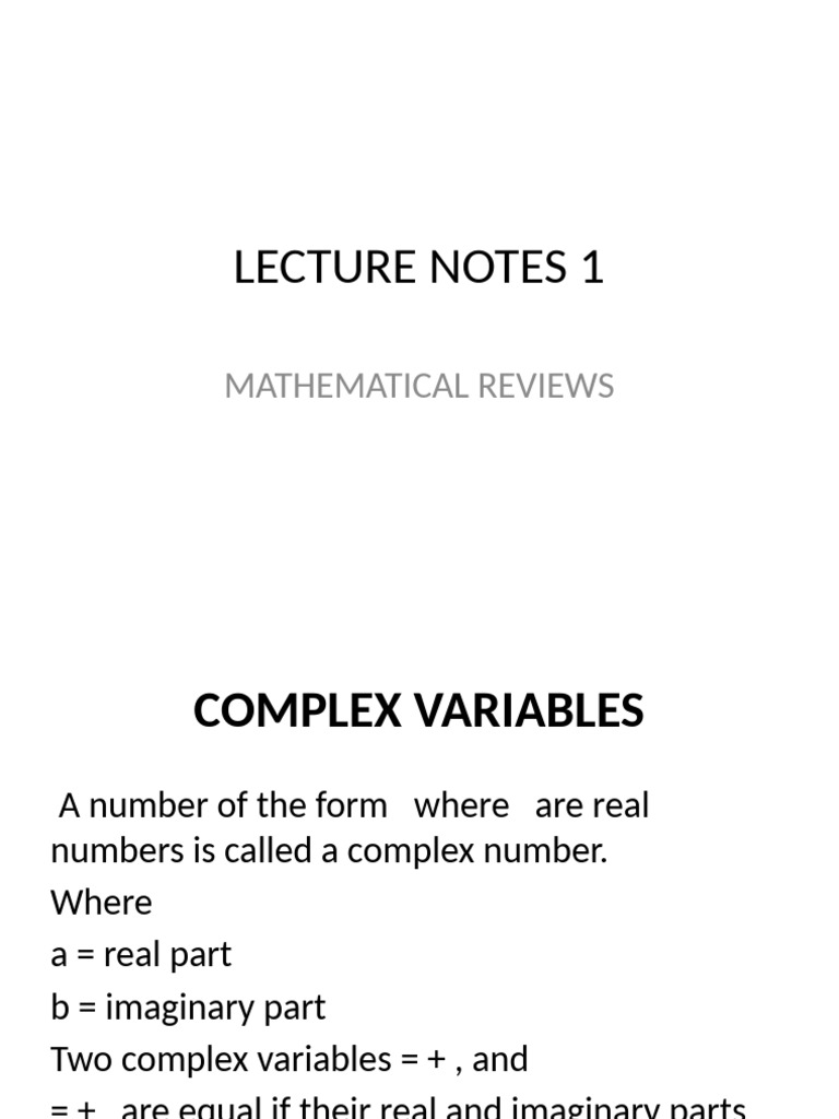 Lecture 1 Mathematical Review | PDF