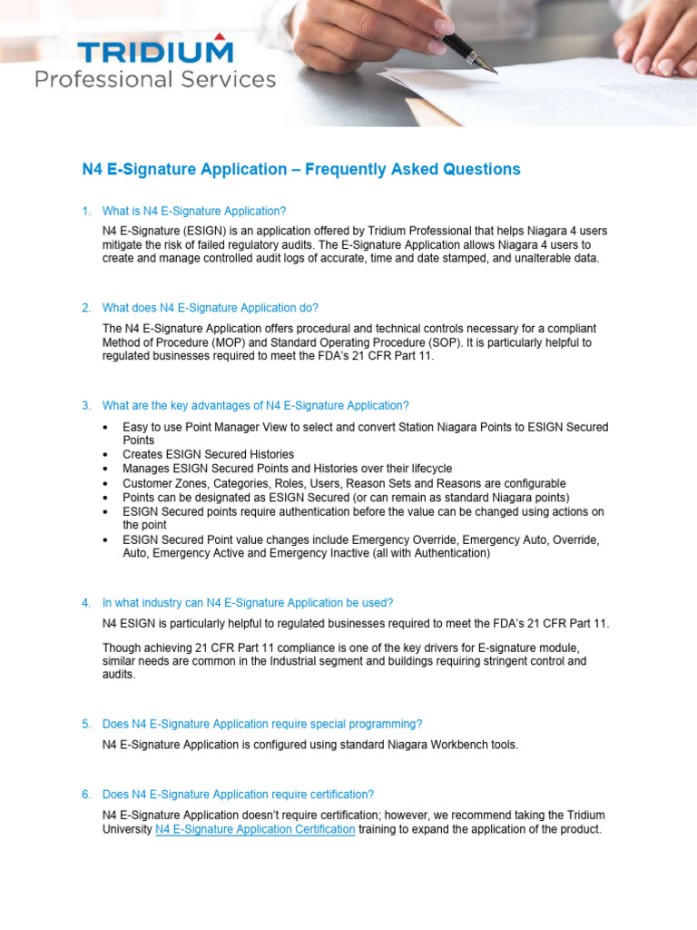 N4 E-Signature Application FAQ Guide | PDF | Audit | Information Technology