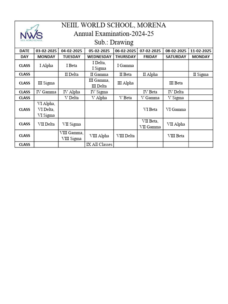 Drawing Exam Schedule | PDF