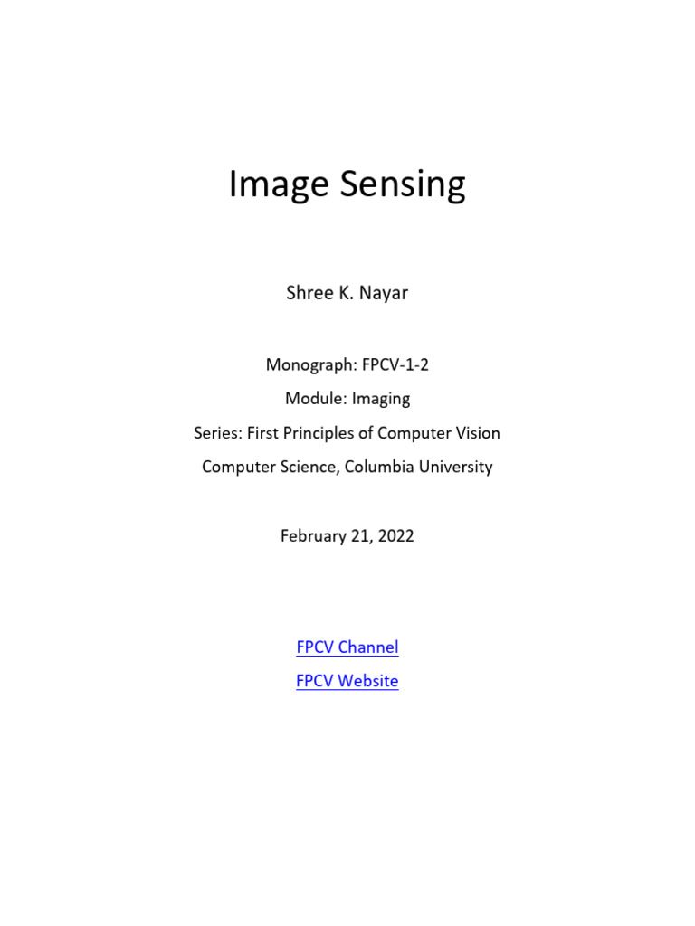 Image Sensing FPCV-1-2 | PDF | Charge Coupled Device | Analog To Digital Converter