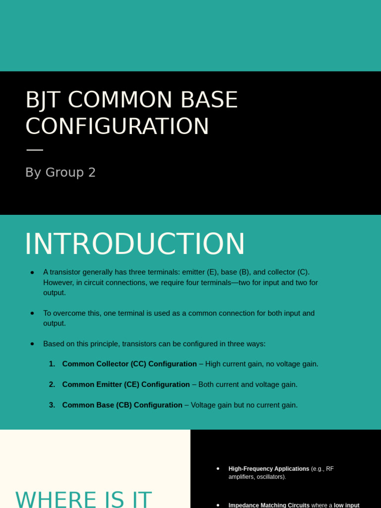 BJT Common Base Configuration Overview | PDF | Amplifier | Bipolar ...