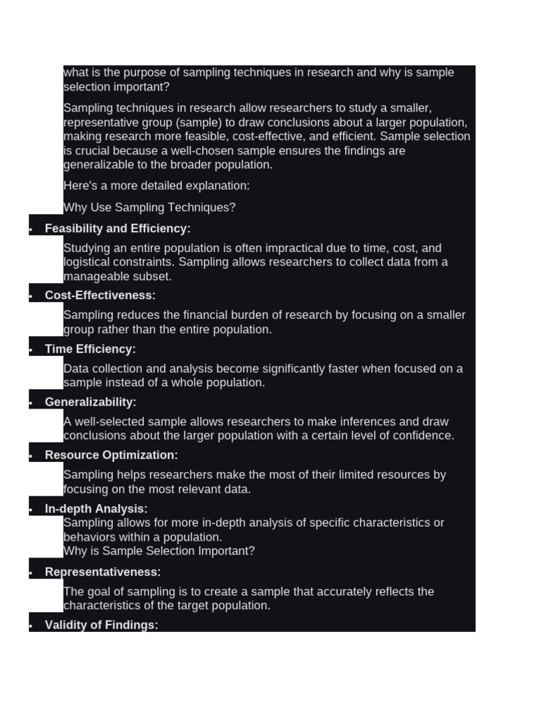 What is the Purpose of Sampling Techniques in Research and Why is ...