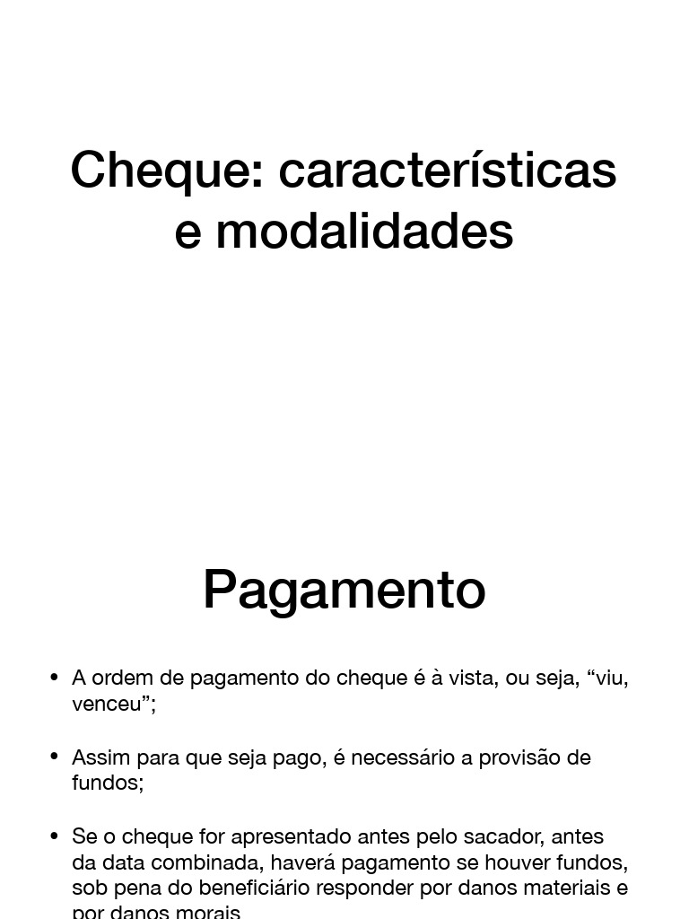 Características e Modalidades do Cheque | PDF | Cheque (banco)