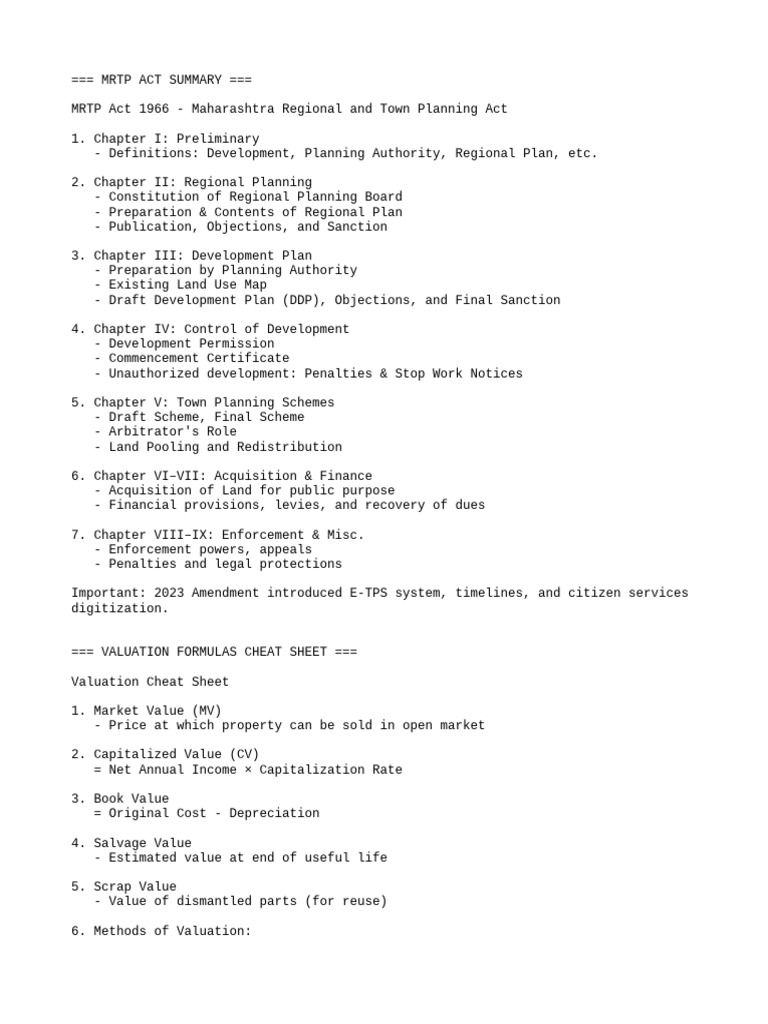 MRTP Valuation Cheat Sheet | PDF