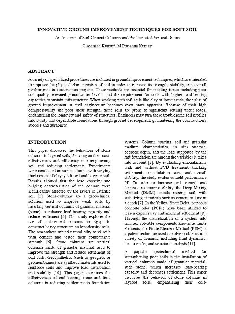 Innovative Ground Improvement Techniques For Soft Soil | PDF | Geotechnical Engineering | Finite ...