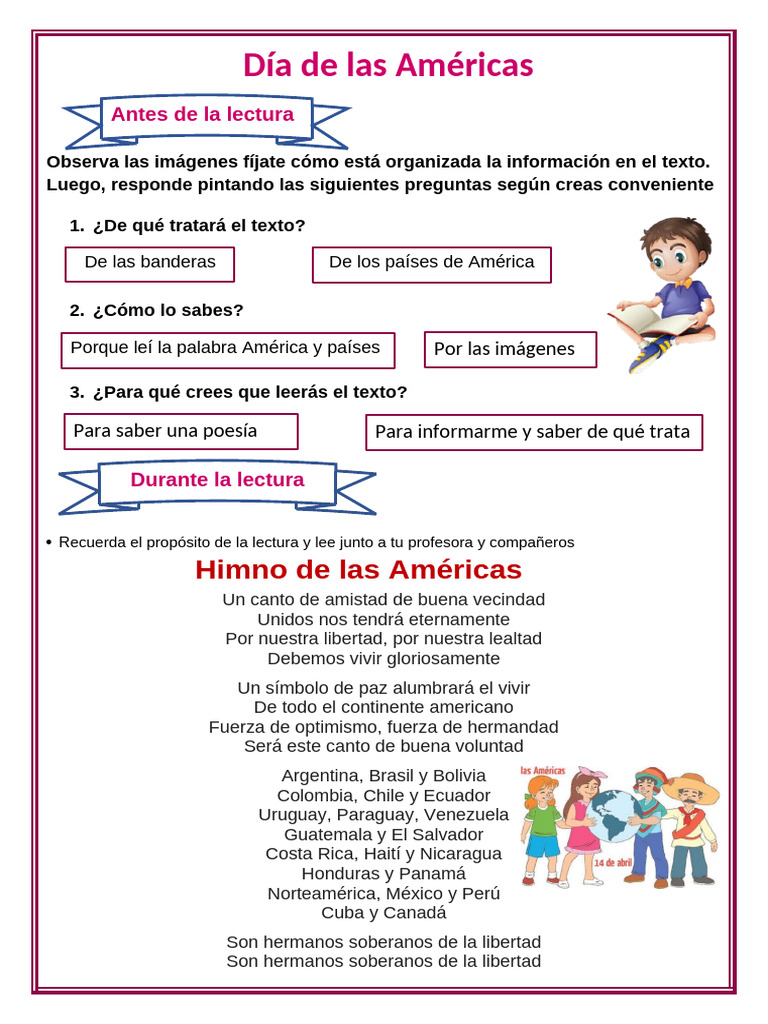 Ficha Día de Las Américas | PDF | Américas | América del Sur