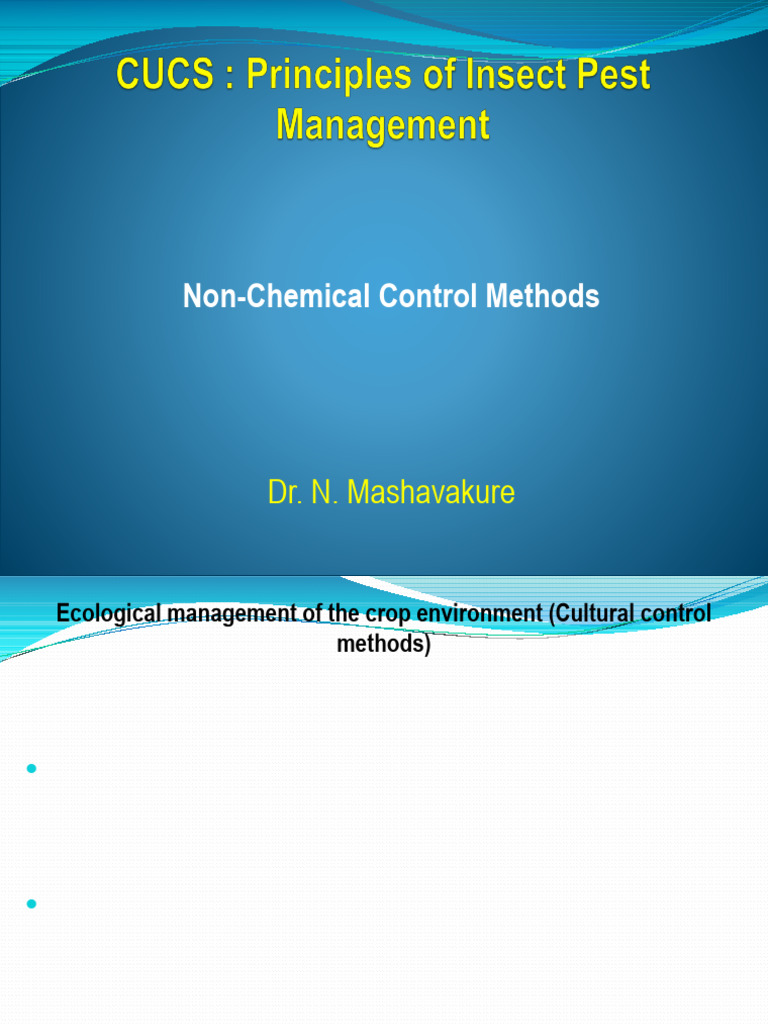 CUCS206 Lec 9 Cultural Control | PDF | Crop Rotation | Pest (Organism)