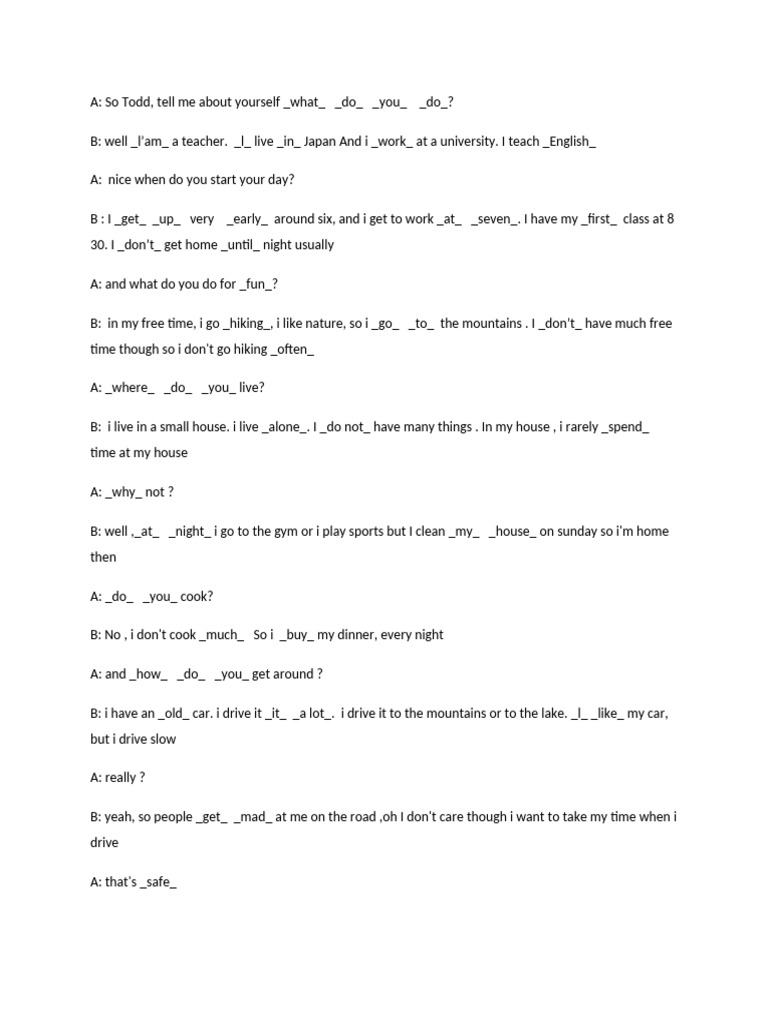 LISTENING Present Tense | PDF