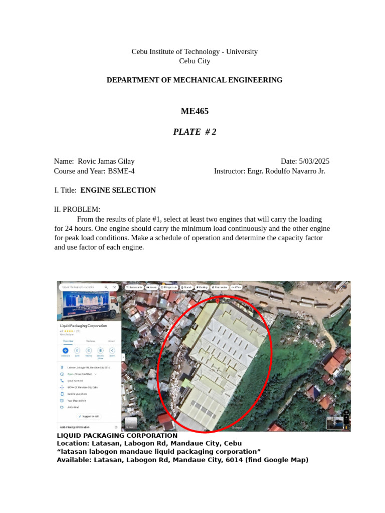 Plate No.2 - ENGINE SELECTION | PDF | Mechanical Engineering