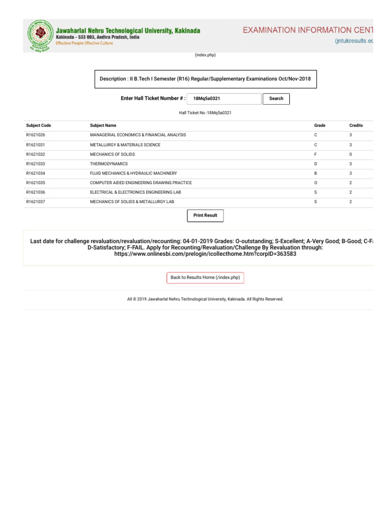JNTUK 2-1 Results and Revaluation Info | PDF