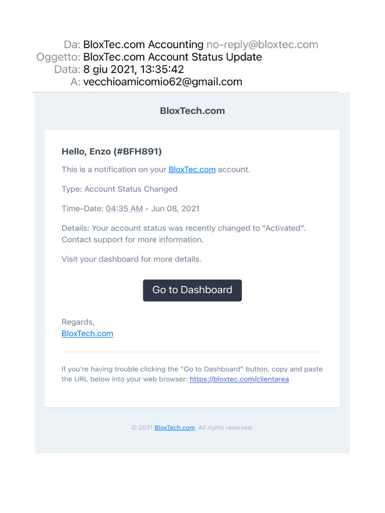 Account Status Update | PDF