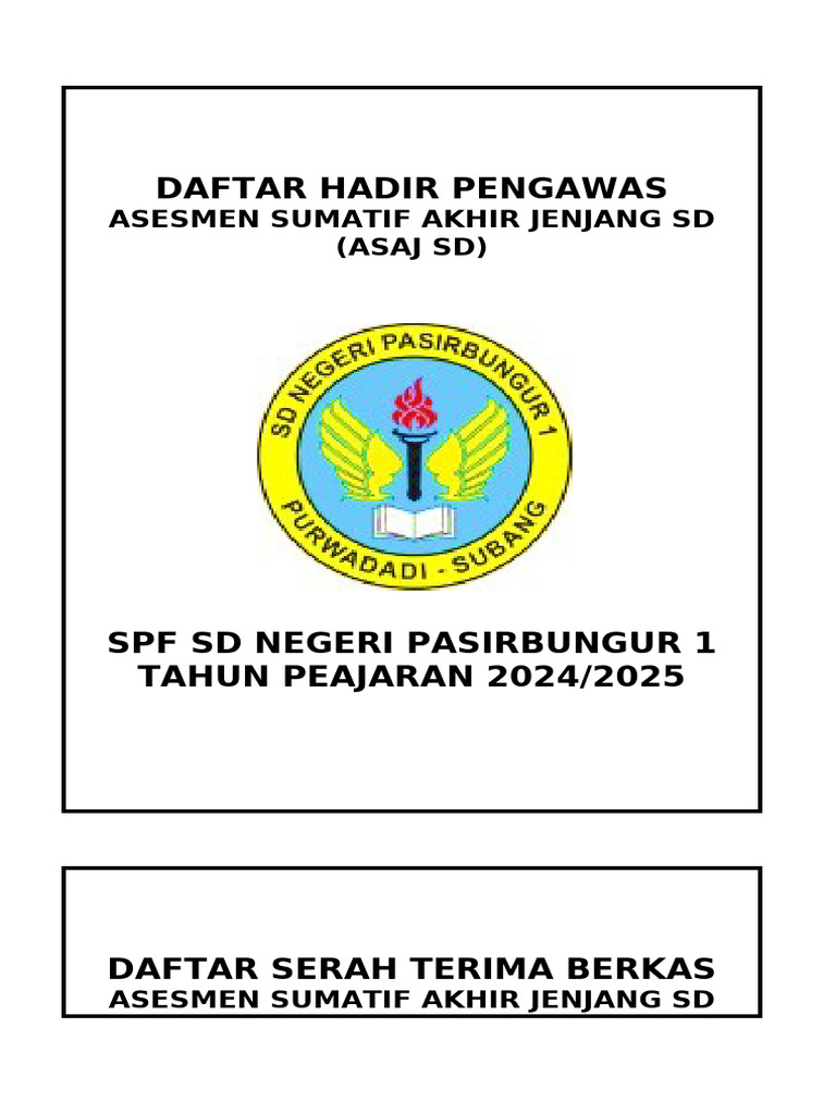 Cover Daftar Hadir Peserta, Pengawas, Berita Acara | PDF