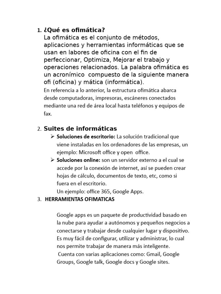 Utilización de Las Herramientas de Ofimática. Realizar Un Taller Práctico Con Las Herramientas ...