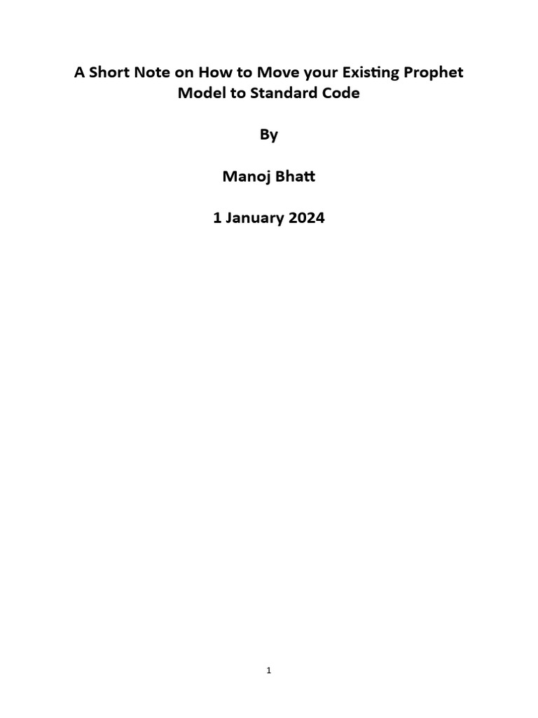 How To Move Your Existing Prophet Model To Standard Code | PDF ...