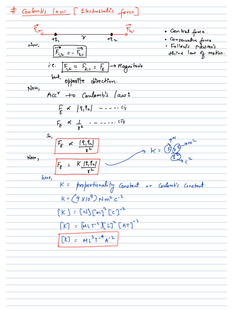 Coulomb's Law and Electric Field Concepts | PDF | Electric Field ...