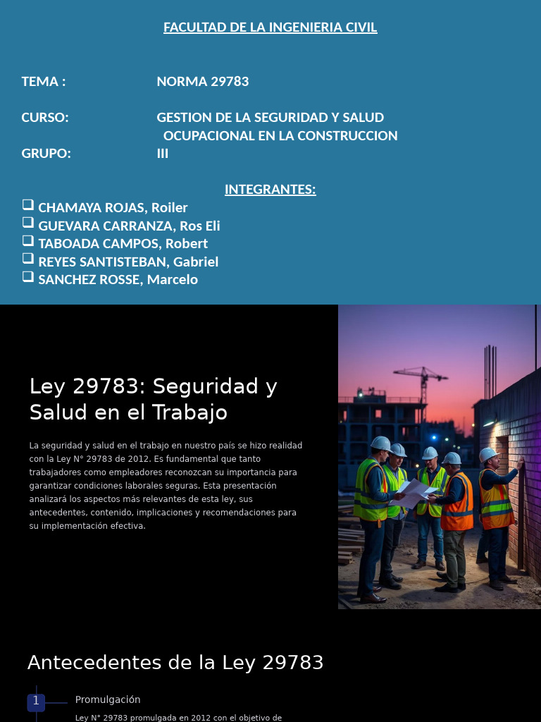 Ley-29783-Seguridad-y-Salud-en-el-Trabajo | PDF | Seguridad y salud ocupacional | Valores