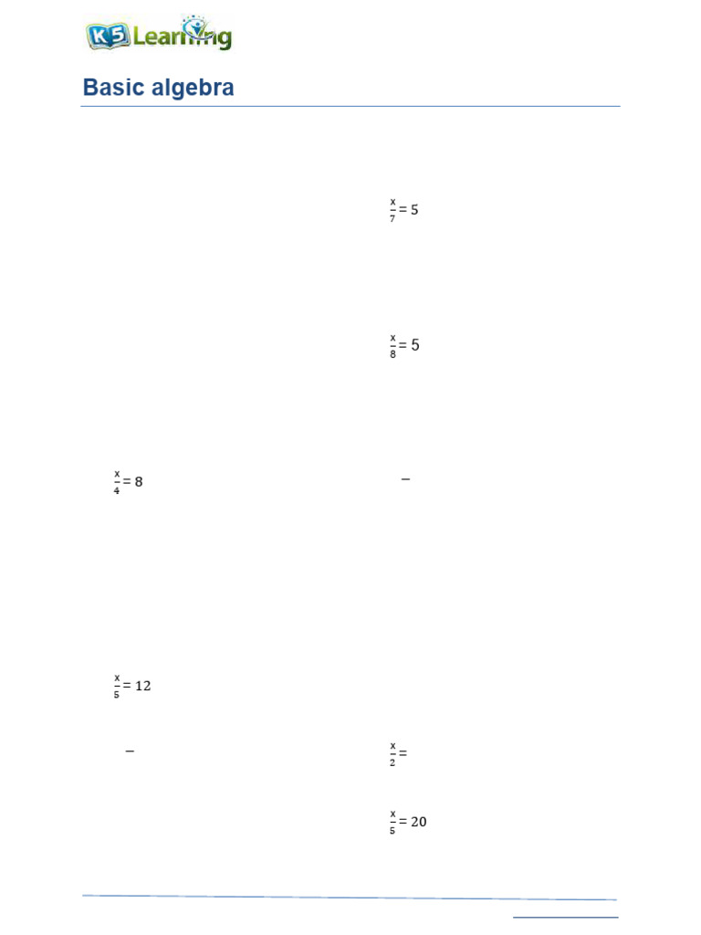 Grade 5 Basic Algebra e | PDF | Algebra | Mathematics