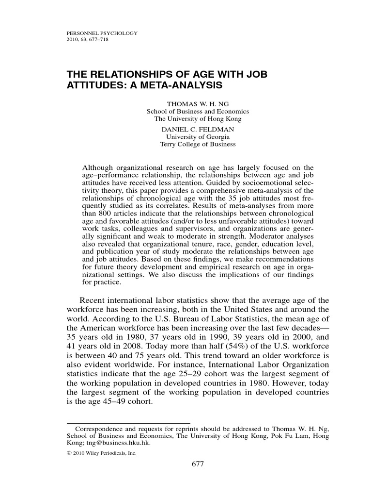 Age and Job Attitudes: Meta-Analysis Insights | PDF | Attitude ...