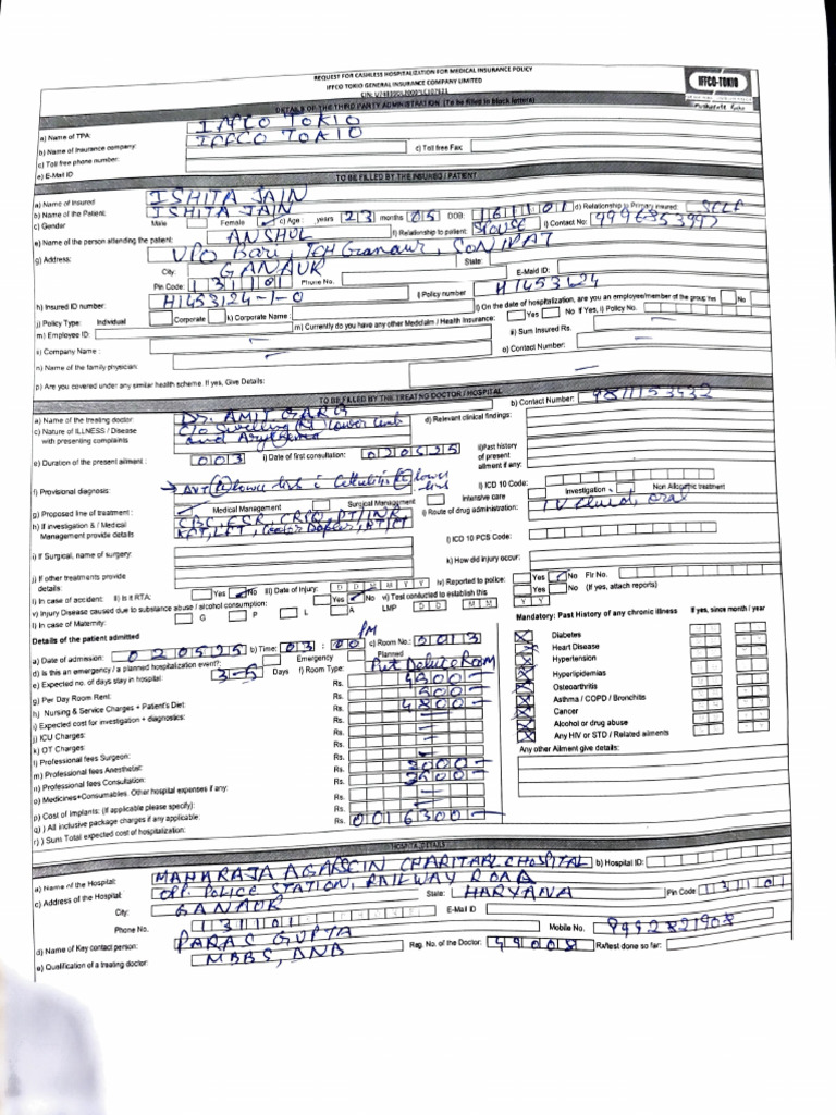 IFFCO Tokio Pre-Authorization Form | PDF | Hospital | Patient