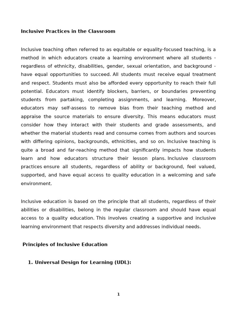 Inclusive Classroom Practices Explained | PDF | Inclusion (Education ...