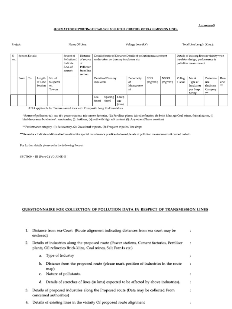 03_3 Section III Annexure B-C-D-E(Formats for Other Site Data) | PDF | Earth Sciences