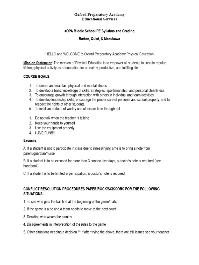Grade 3 PE Syllabus 2025 Overview | PDF | Physical Education